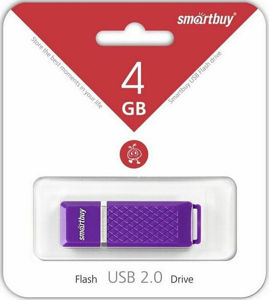 Флешка USB SmartBuy карта SB4GBQZ-V 4GB QUARTZ SERIES VIOLET