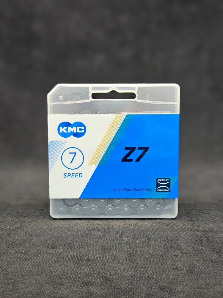 Цепь велосипедная KMC Z7 Gray / Brown, 7 скоростей, 114 / 116 зв, с замком MissingLink 7R/CL573R в комплекте