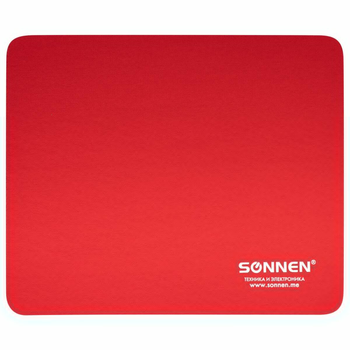 Коврик для мыши Sonnen RED, резина+ткань, 220х180х3мм (513306)