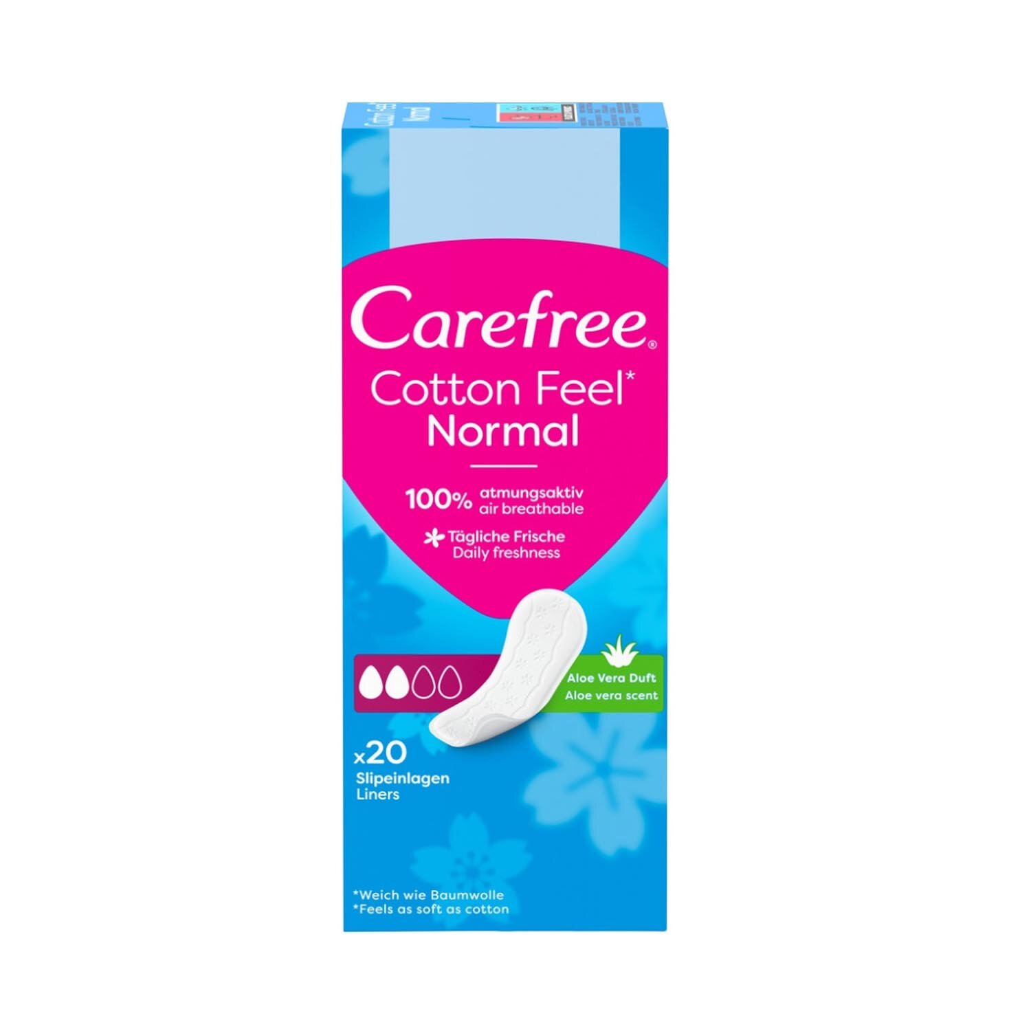 Прокладки ежедневные Carefree COTTON c экстрактом хлопка без красителей, 2 упаковки по 20 шт