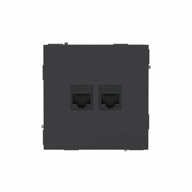 Розетка компьютерная 2-м KANT RJ45 кат.6A без шторки черн. уголь DKC 7012674