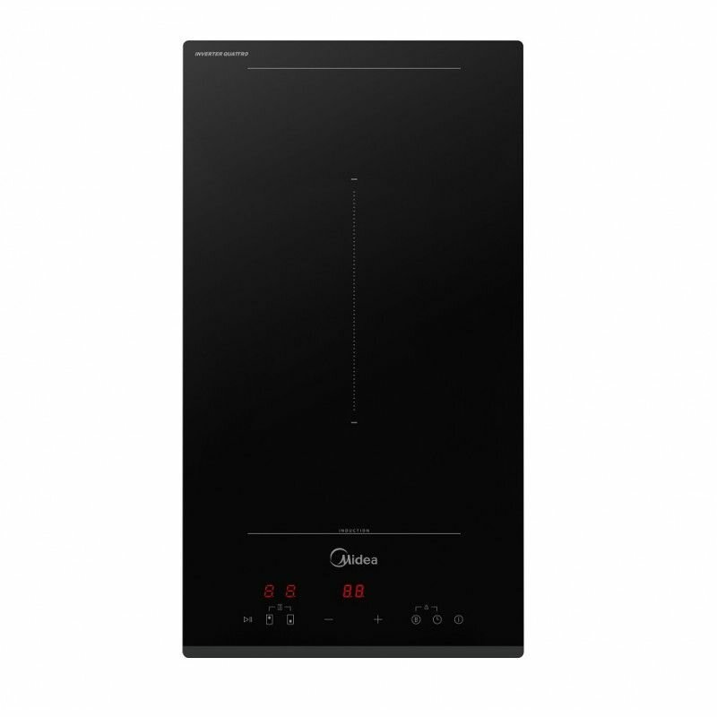 Индукционная варочная панель MIDEA MIH37103F Домино, 29 см, 2 конфорки, стеклокерамика, 3500 Вт, сверхбыстрый режим, непрерывный нагрев, черная