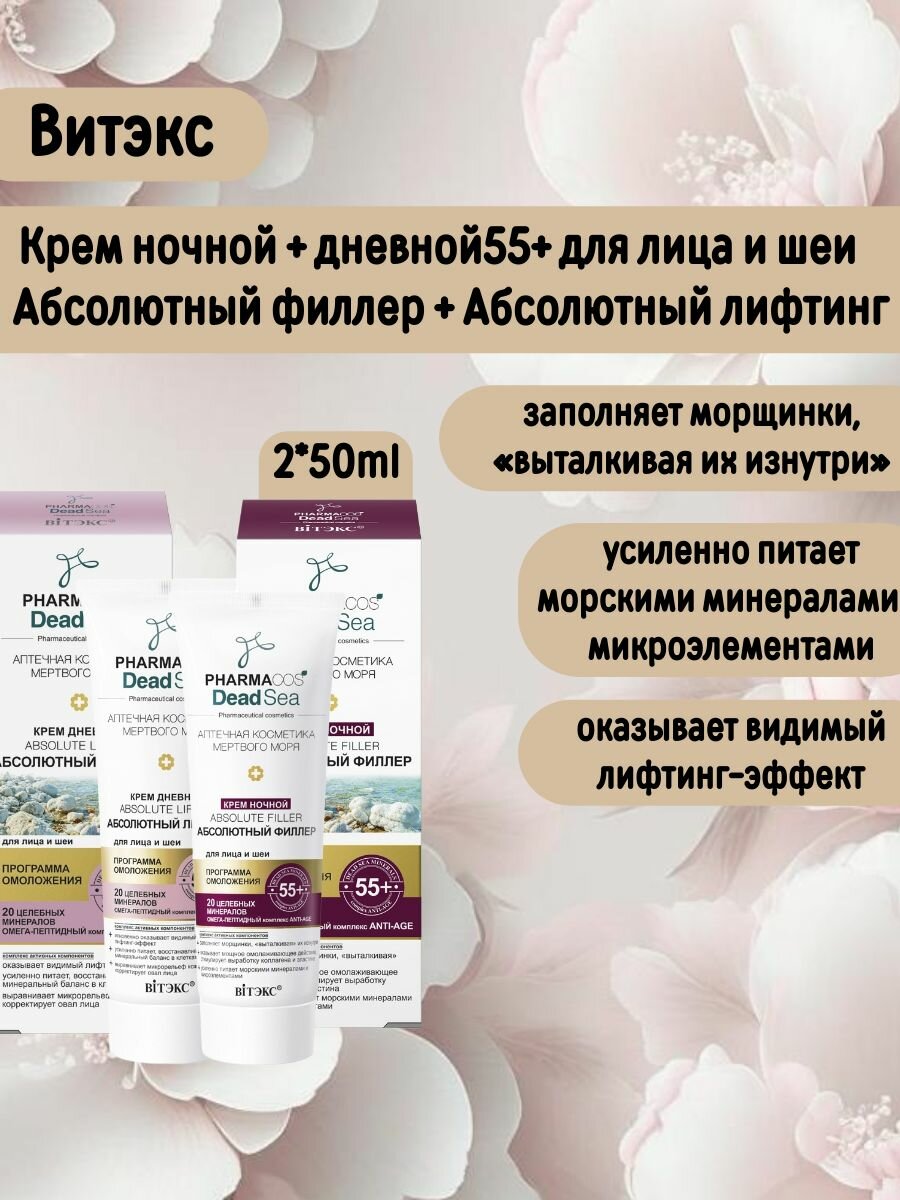 Крем дневной + ночной для лица и шеи 55+ Абсолютный лифтинг + Абсолютный филлер