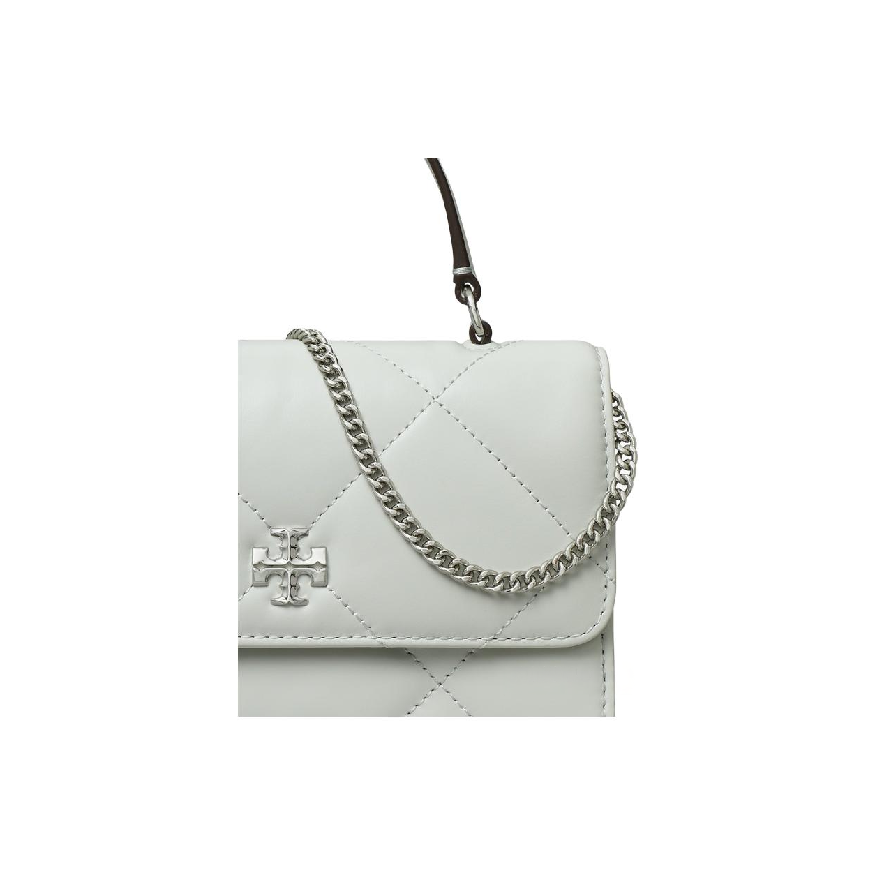 Сумка Tory Burch Kira, фактура матовая, серебристый/белый — фото 1