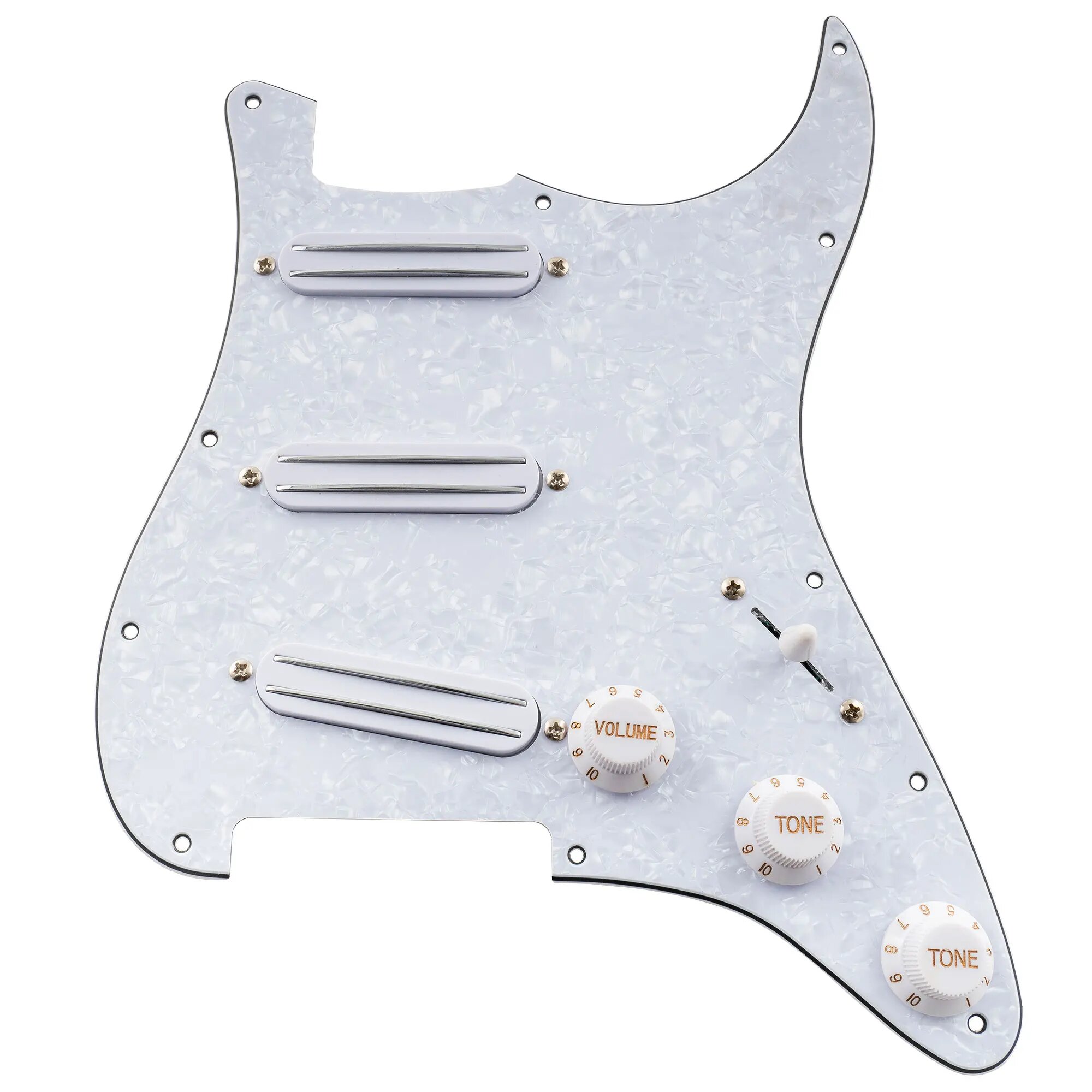 Музыкалили Pickguard ST SSS, серебряный, 4ply White Pearl