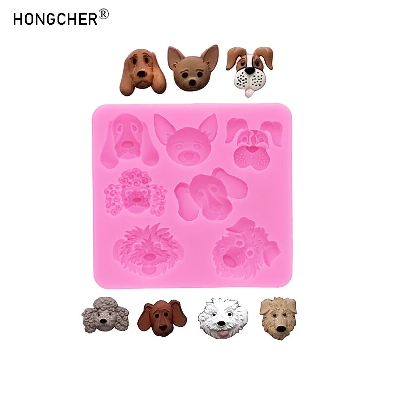 Силиконовая форма для выпечки HONGCHER, 9D собачки, розовый