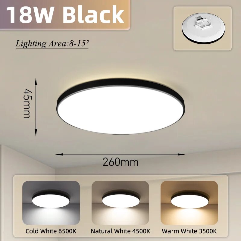 Потолочный светильник 18W Black, Natural White