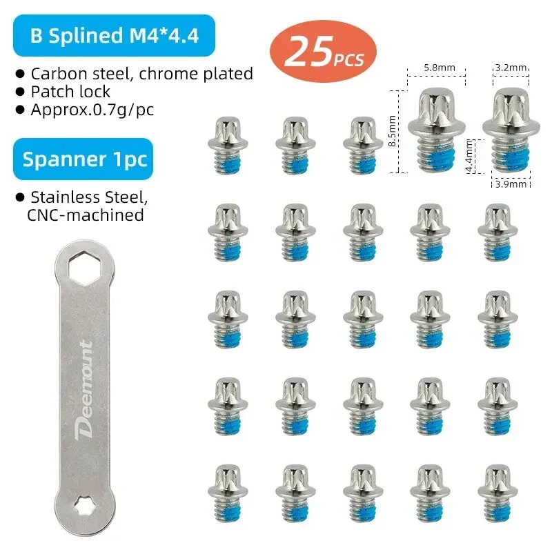 Болты для педалей B Splined M4*4.4, 25шт. с инструментом