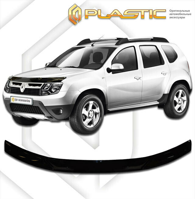 Дефлектор капота Renault Duster 2015-2020 Черный глянцевый СА Пластик