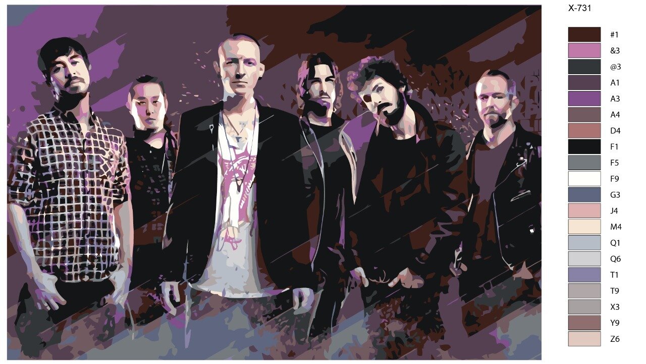 Картина по номерам X-731 "Рок-группа Linkin Park" 40х60