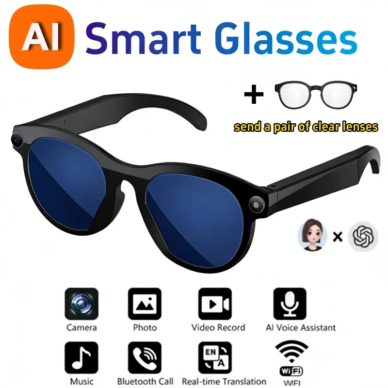 AI Smart Glasses Black