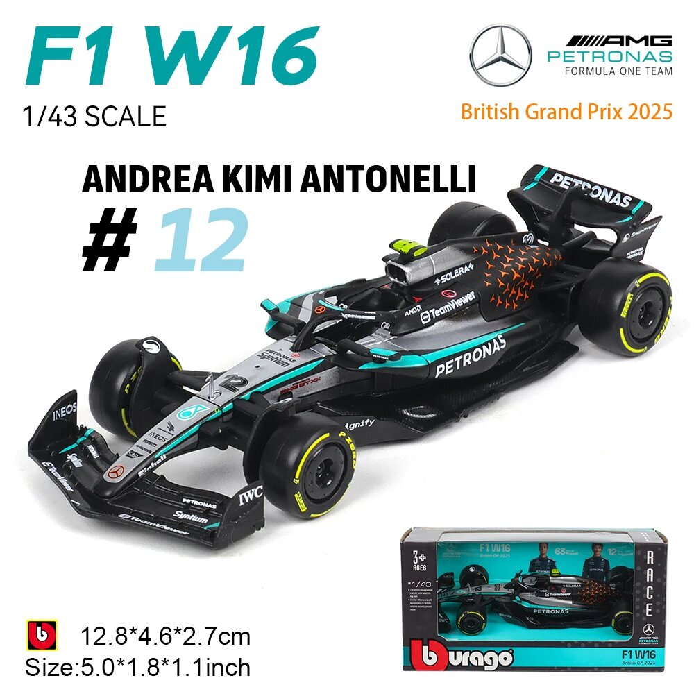 Bburago 1:43 Mercedes-AMG F1 W16 #12 British Grand Prix 2025