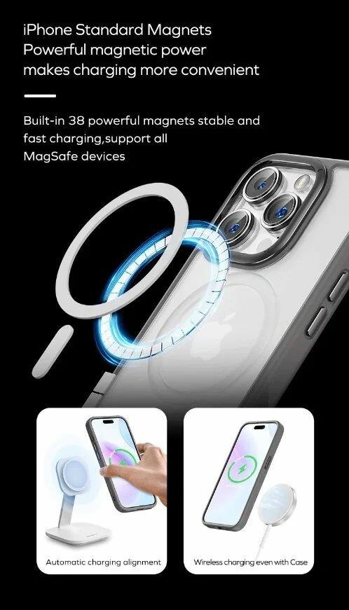 Чехол для Apple iPhone 15 Pro 6.1" Momax Dynamic metal magnetic protective case - Titanium gray — фото 1