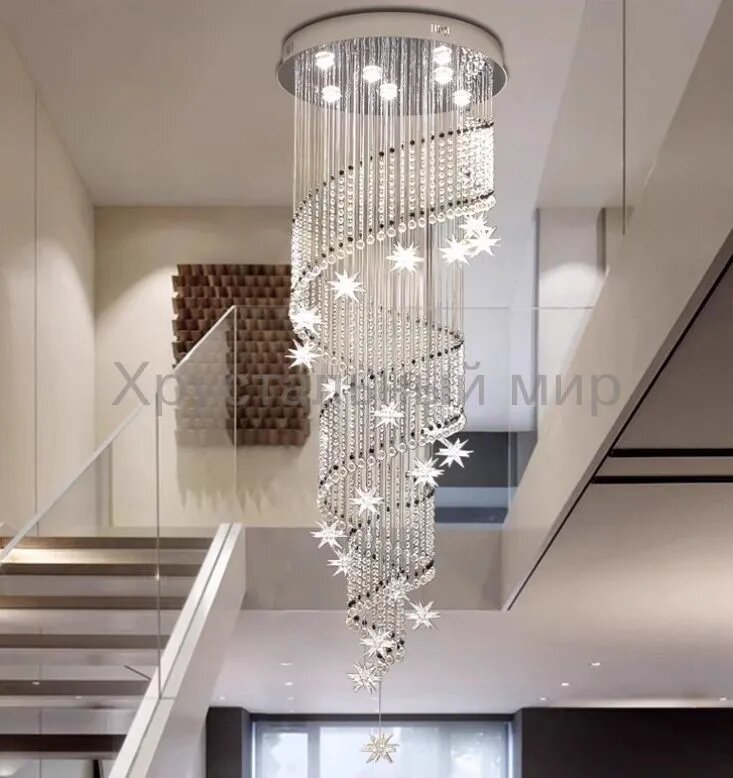 Люстра, LED, хрустальная, 20 Вт, высота 120 см, диаметр 40 см, для гостиной — фото 1