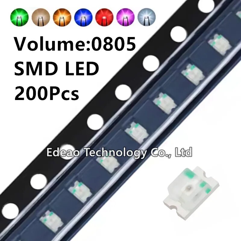 Светодиодные шарики SMD 0805 разноцветные