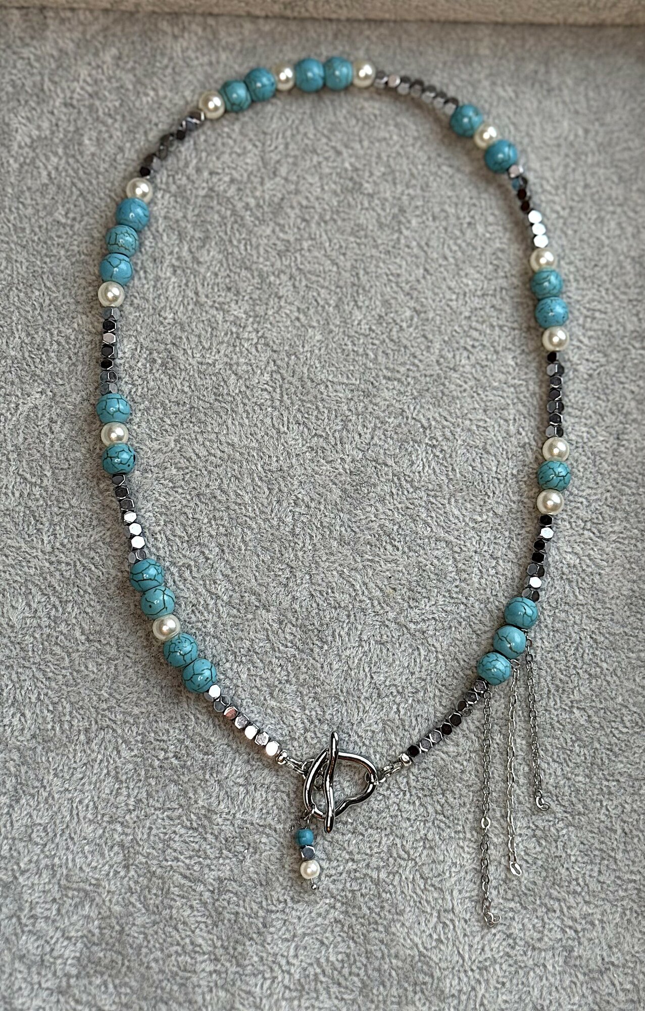 Колье MINI PEARL JEWELRY, гематит, бирюза