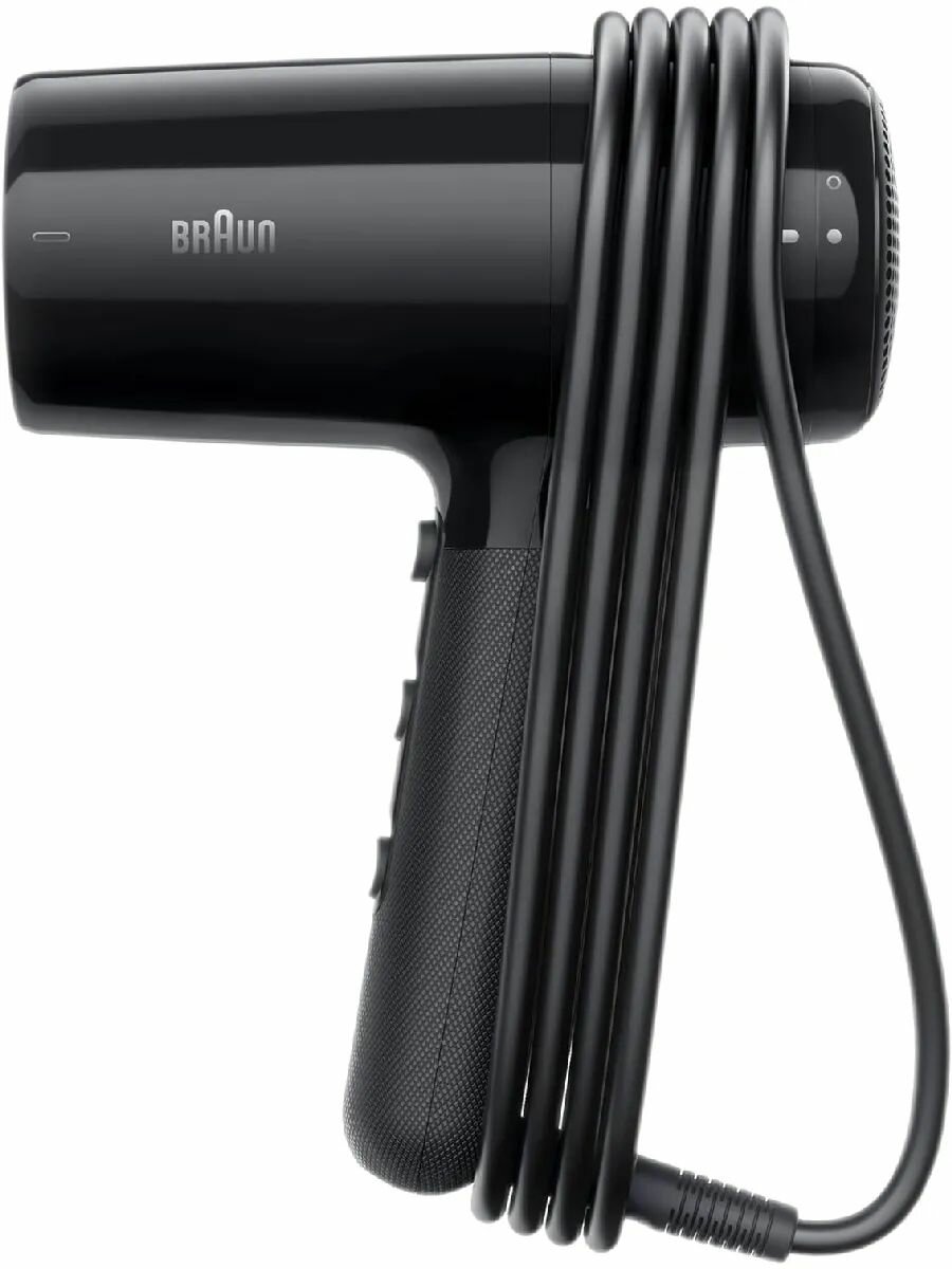 Фен для волос Braun BRHD215E, 2100 Вт, 2 скорости, 3 температурных режима, холодный воздух, 2 насадки, черный — фото 1