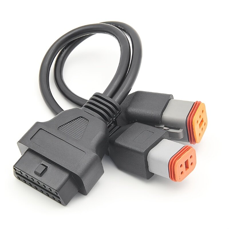Адаптер диагностический кабель OBD2 4pin+6pin 2-в-1 для мотоциклов к OBD 16pin, черно-оранжевый