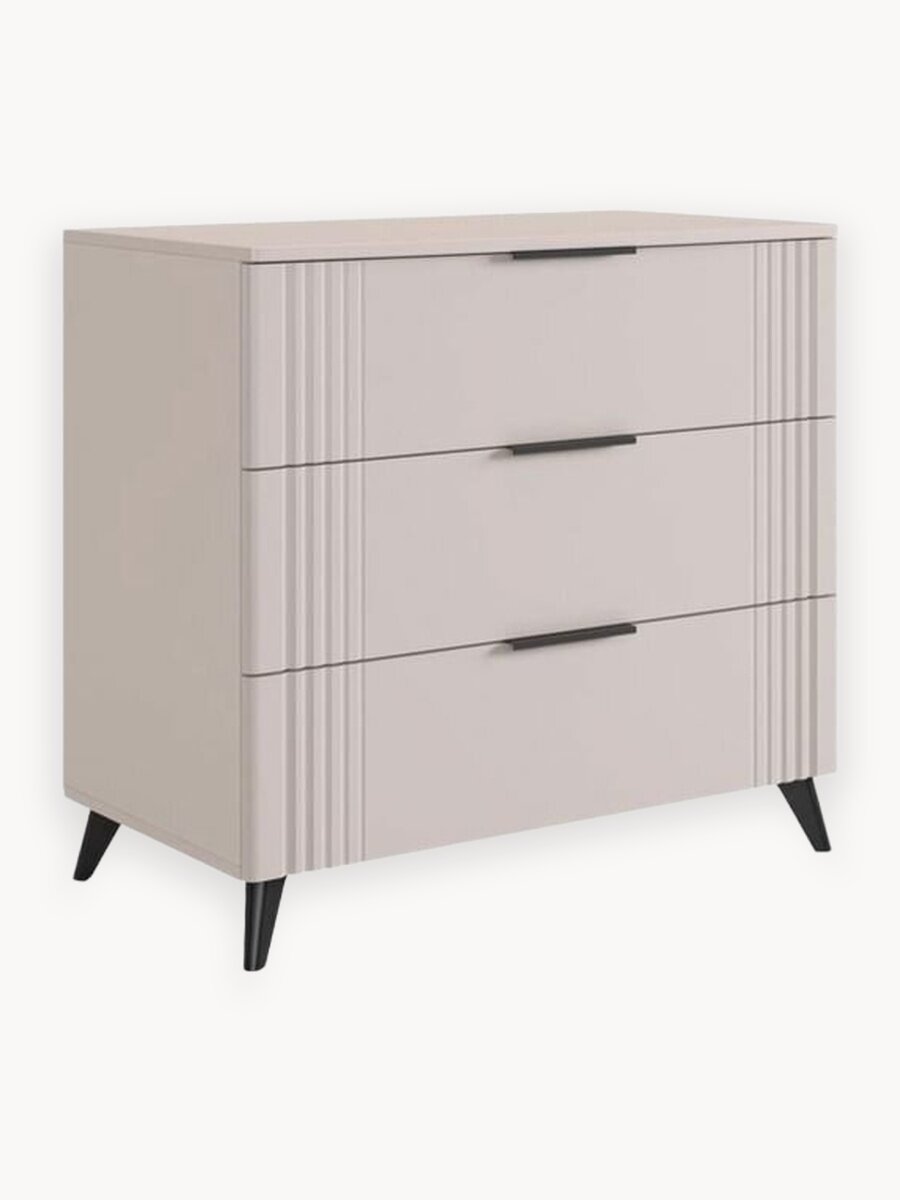 Комод с ящиками для одежды, комод на ножках деревянный, Катрин, кашемир/фрапучино матовый, (ШхВхГ) 800х736х428 мм