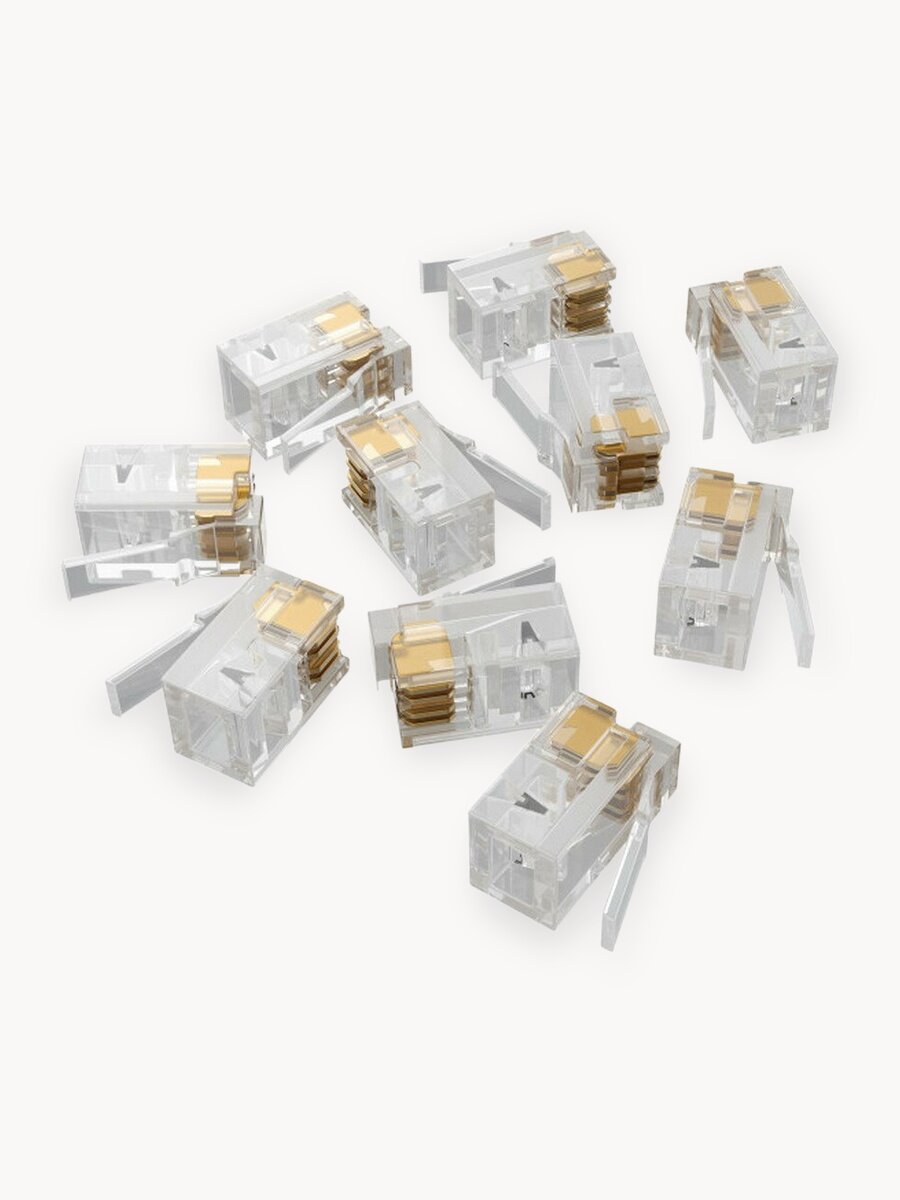 Коннектор телефонный RJ11 (4P4C) RJ-11 для телефонной трубки обжимной Комплект 10шт