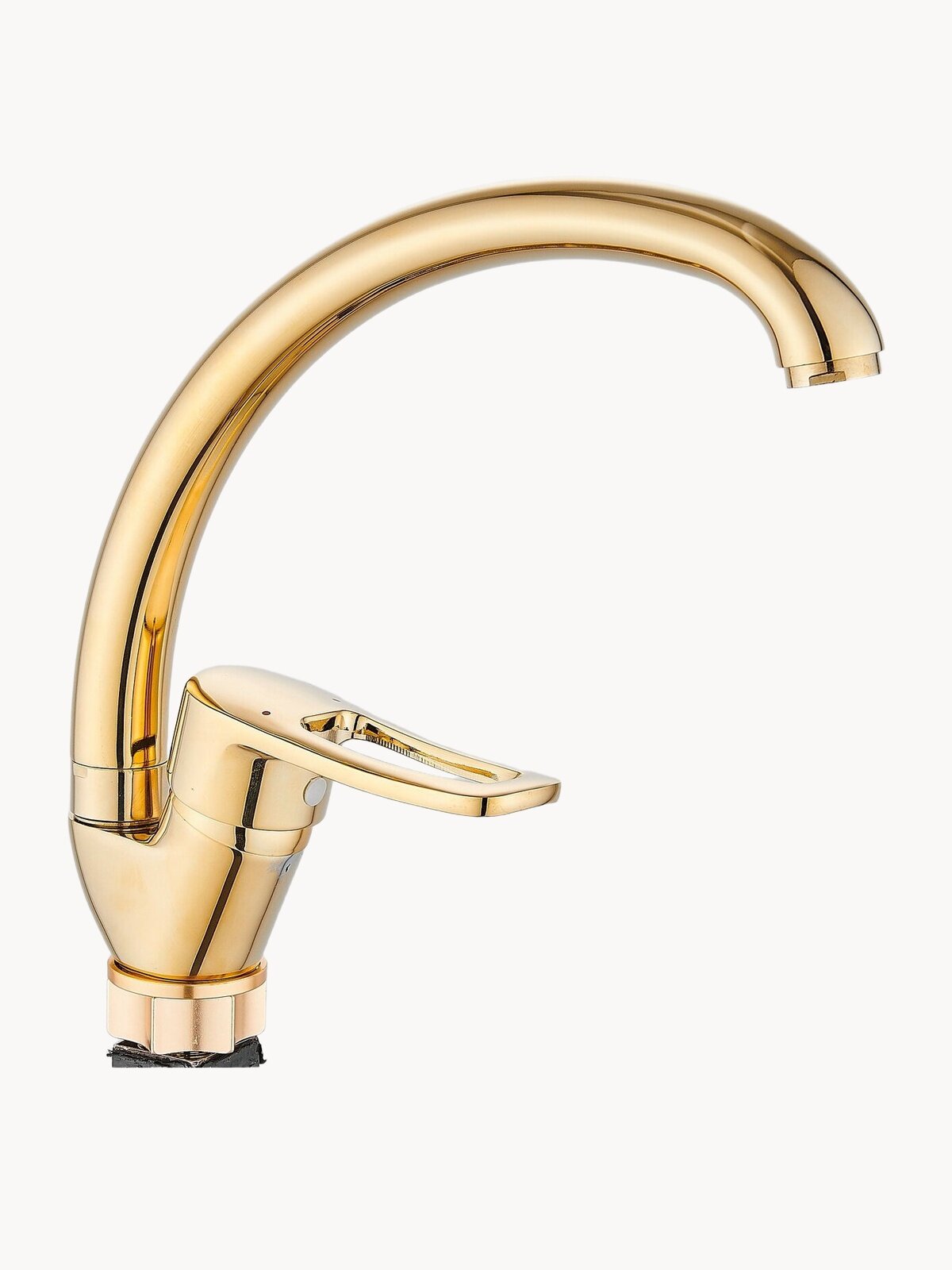 Смеситель на кухню Potato P59150-4N высокий излив, картридж 35 мм, золото, крепление гайка