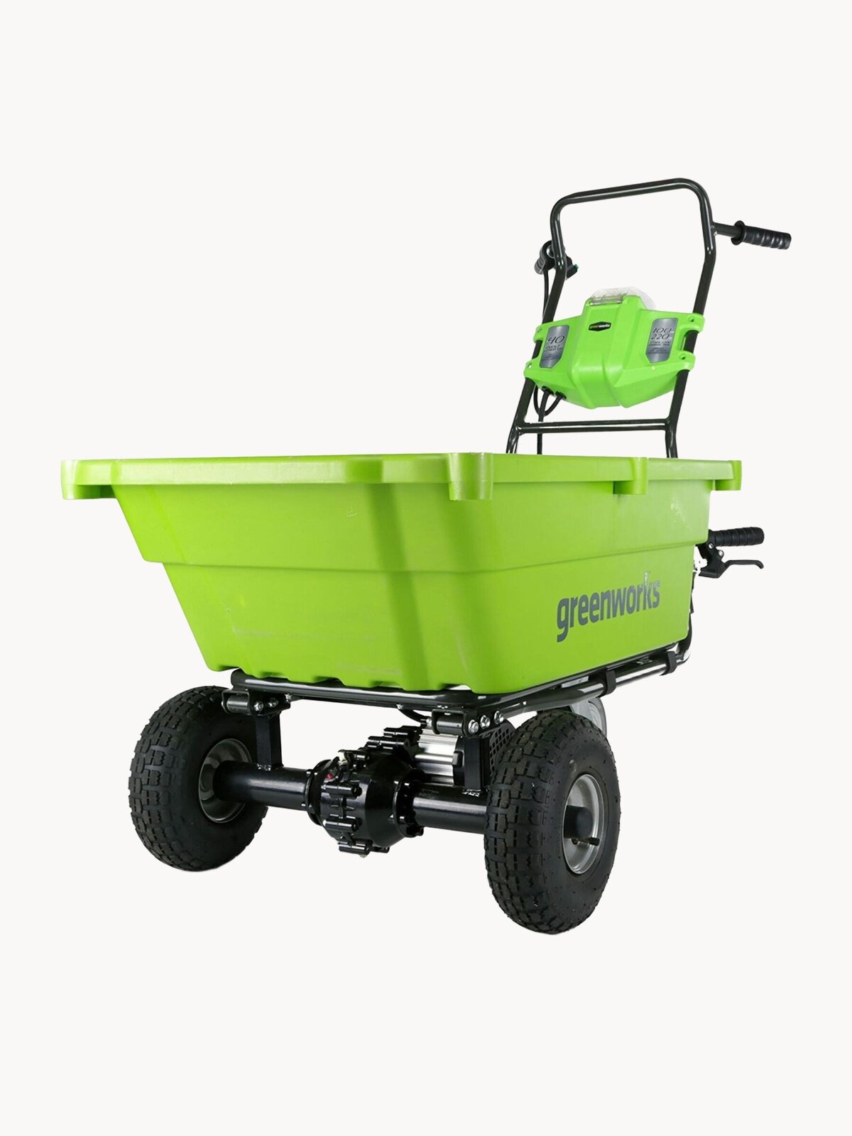 Тележка садовая самоходная Greenworks 40V, 3 колеса, 4 скорости, 106л, АКБ 4 Ач и ЗУ