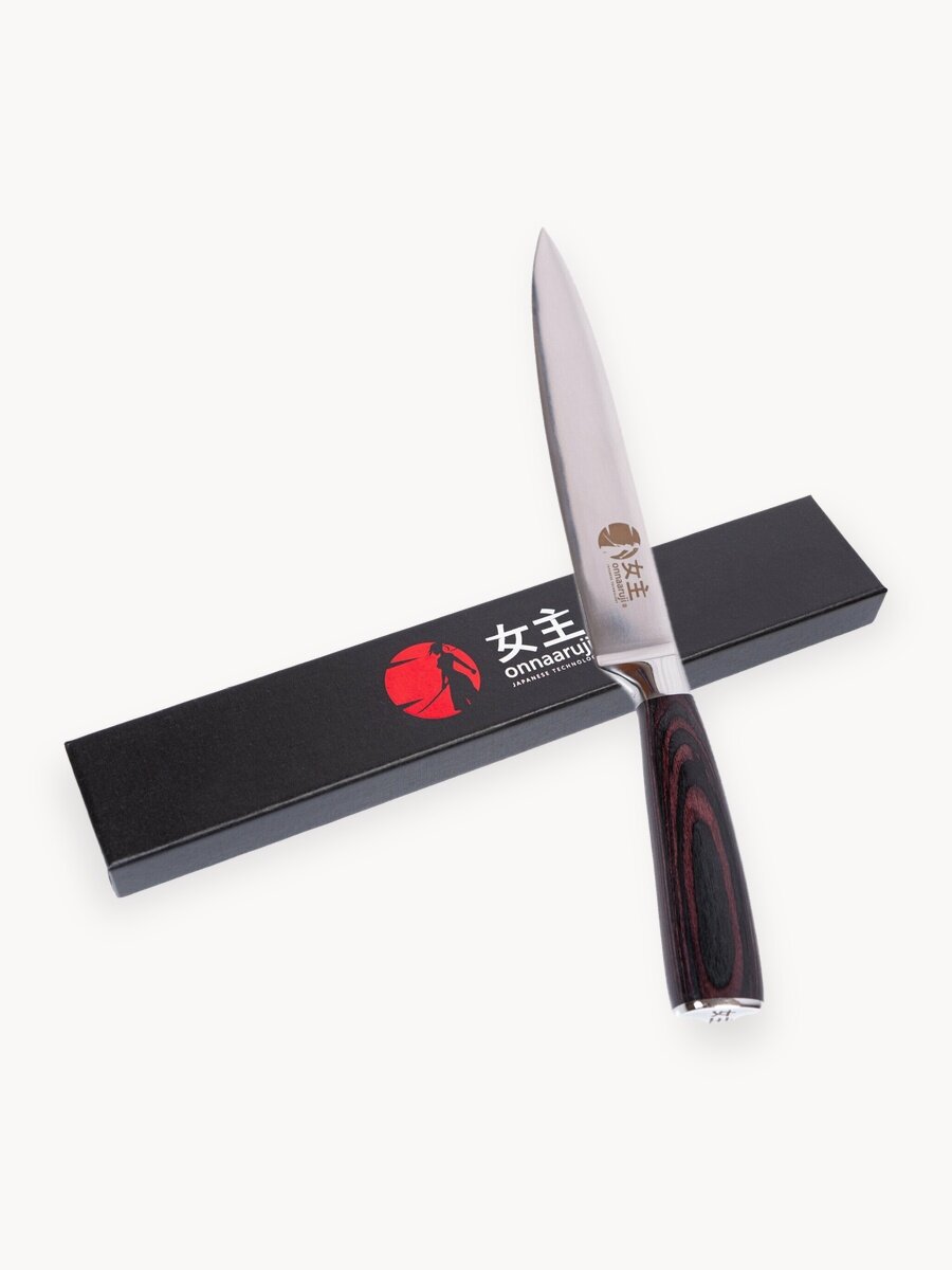 Нож кухонный разделочный для мяса и рыбы Onnaaruji 20 см. Профессиональный. С рисунком на лезвие