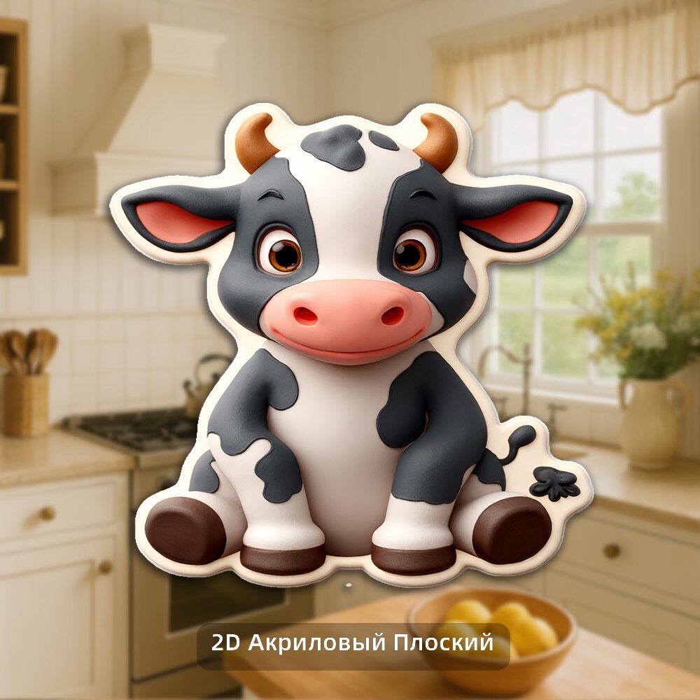 Акриловый плоский магнит на холодильник 2D, 1 шт, 3,15 дюйма, милый мультяшный дизайн с пушистым оформлением и забавной мимикой
