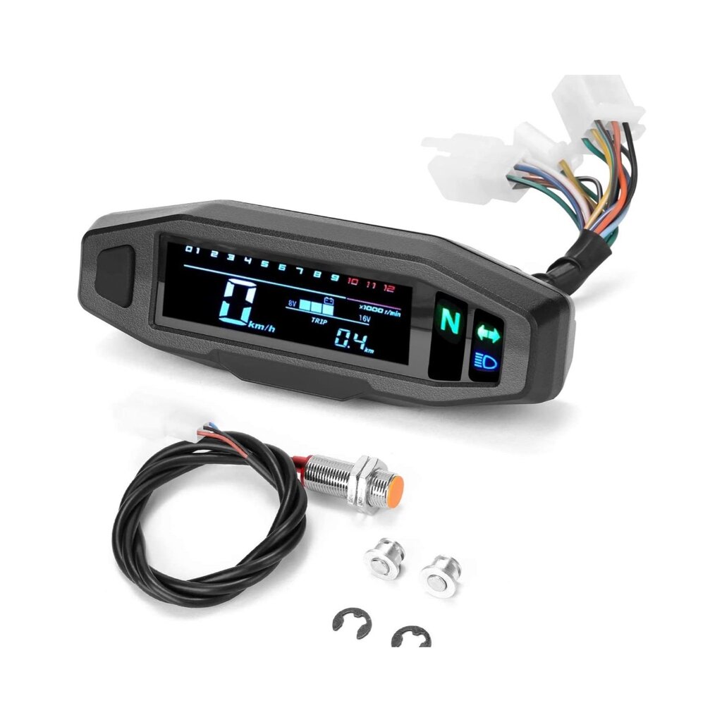 5-блочный Индикатор расхода топлива Цифровой спидометр мотоцикла ЖК-тахометр с белой подсветкой