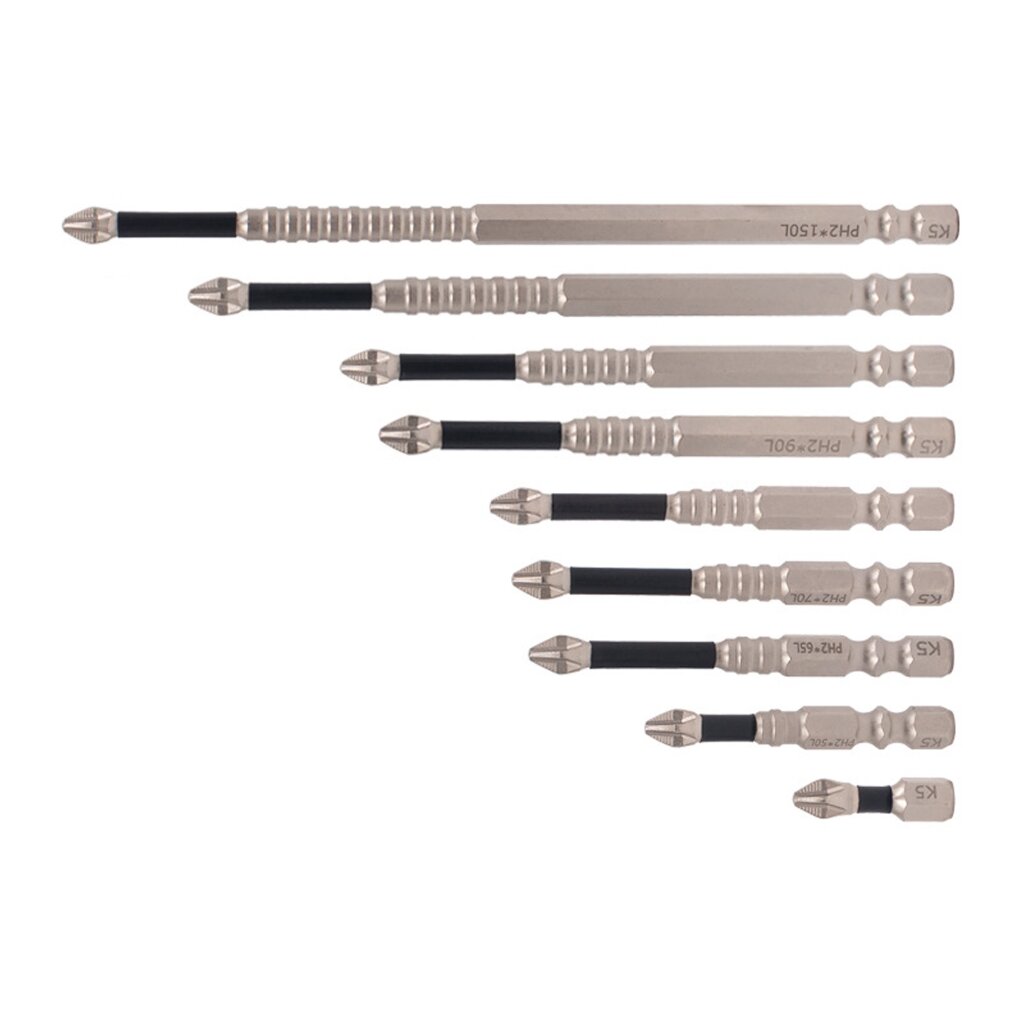 Ударопрочная нескользящая насадка с поперечной резьбой, мощная магнитная электрическая дрель, сверхтвердый шестигранный набор из 9 шт.