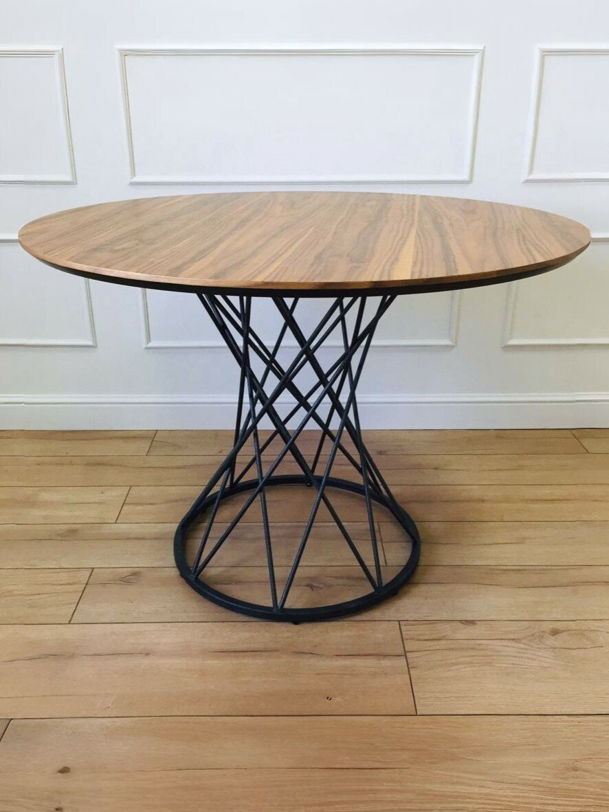 Стол обеденный круглый шпон ореха 120х120х78 см кухонный, Korston