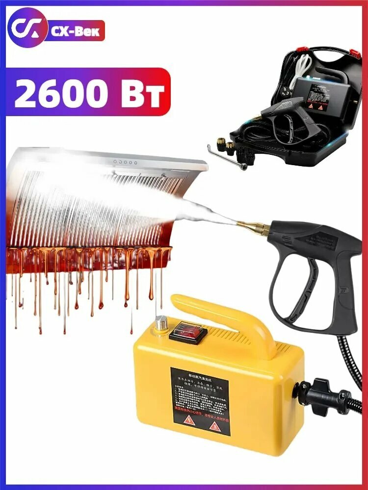 Паровая автомойка Специальное оборудование для очистки двигателя салона Дезинфекция высокой температурой и высоким давлением Мощность: 2600 Вт