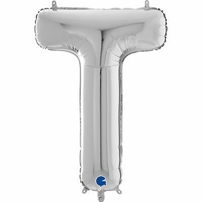 Воздушный шар фольгированный GRABO Буква T, серебряный, 26"