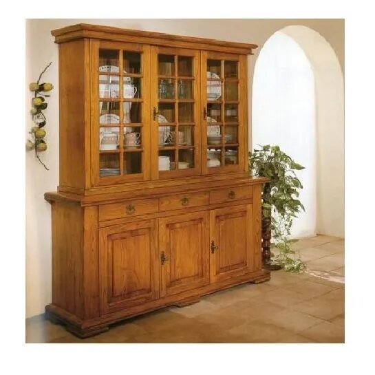 Буфет рианна 2203 из массива сосны 160х50х190 см, классический орех 2