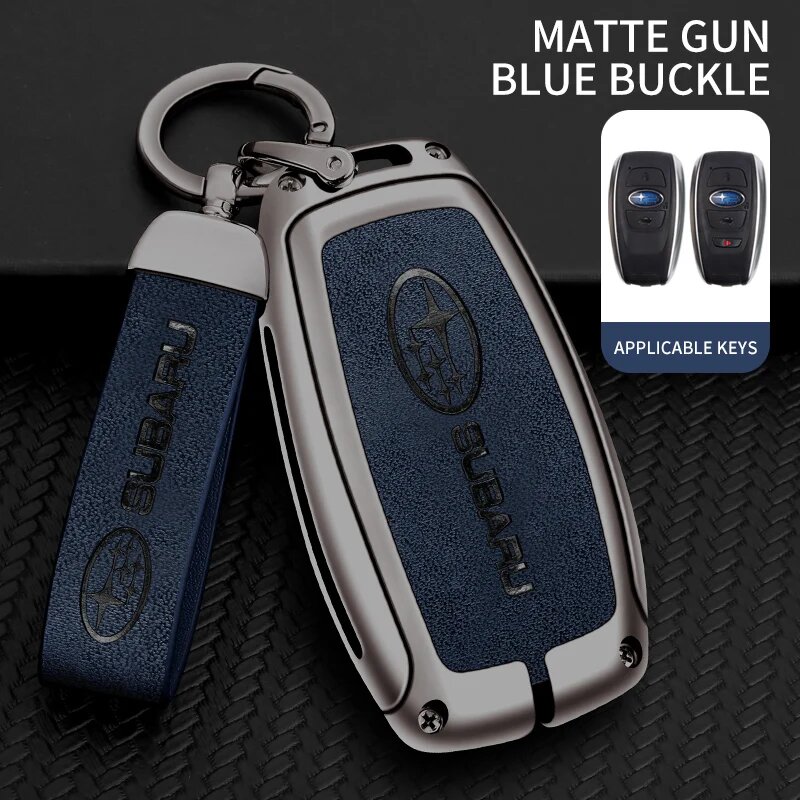 Автомобильный чехол для ключей из цинкового сплава, сумка для Subaru Brz Wrx Xv Ascent Forester Outback Impreza Legacy, металлический чехол для ключей автомобиля, автоаксессуары, Gun Black Blue