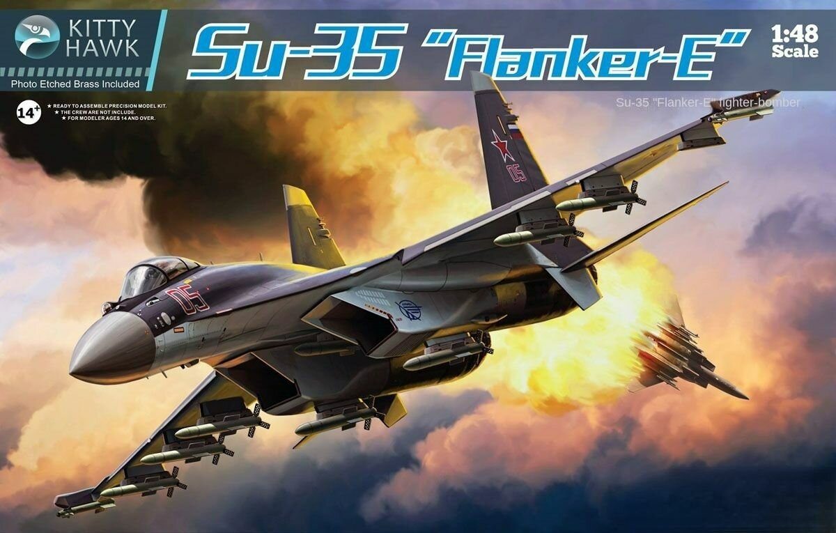 Модель самолёта KittyHawk 80142 Su-35 Flanker-E масштаб 1/48, набор для сборки без фигурок, детализированная копия истребителя для коллекции и хобби