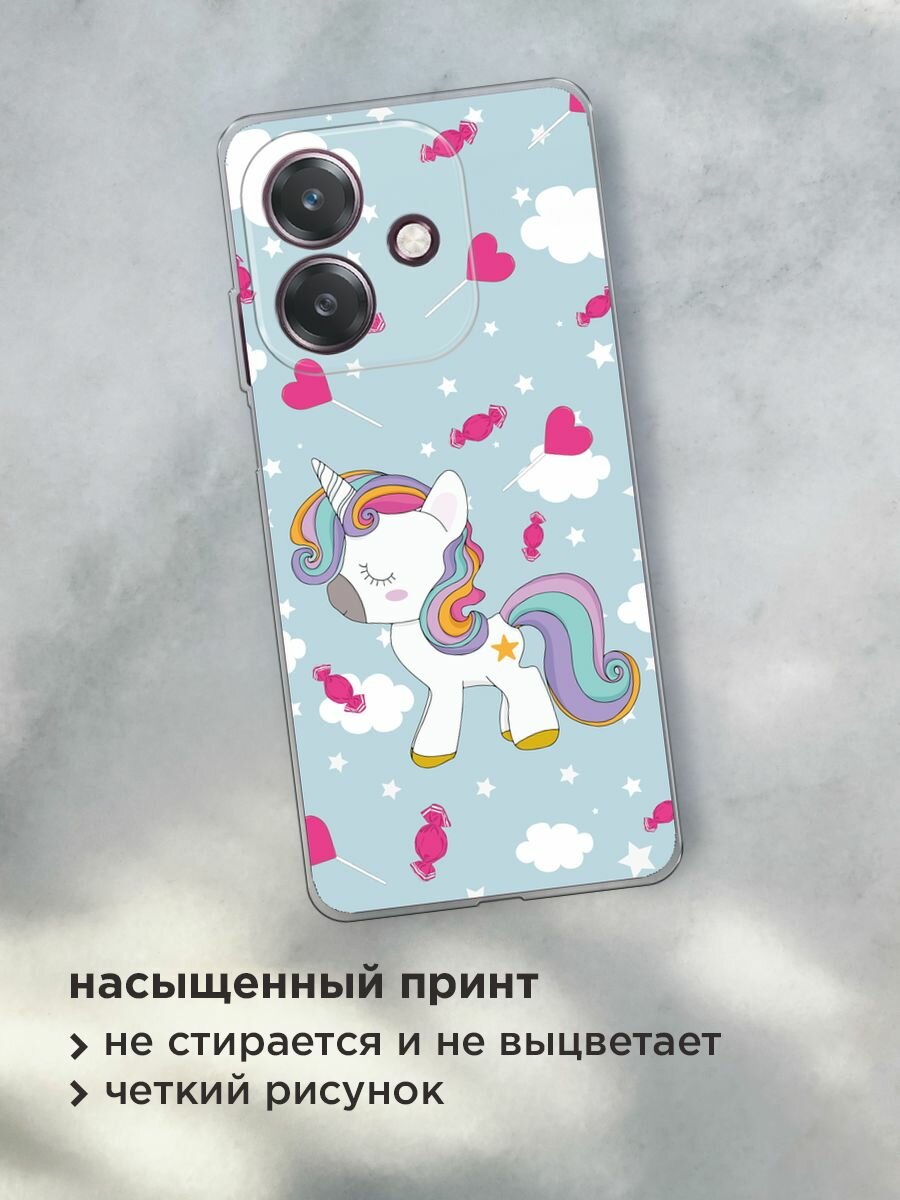 Чехол на Oppo A3/A3x / Оппо А3/A3x с принтом "Сладкий единорожек" — фото 1