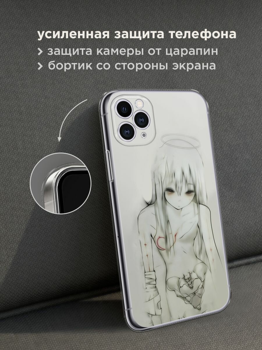 Чехол на Apple iPhone 11 Pro / Айфон 11 Про с принтом "Аниме рисунок чёрно-белый" — фото 1