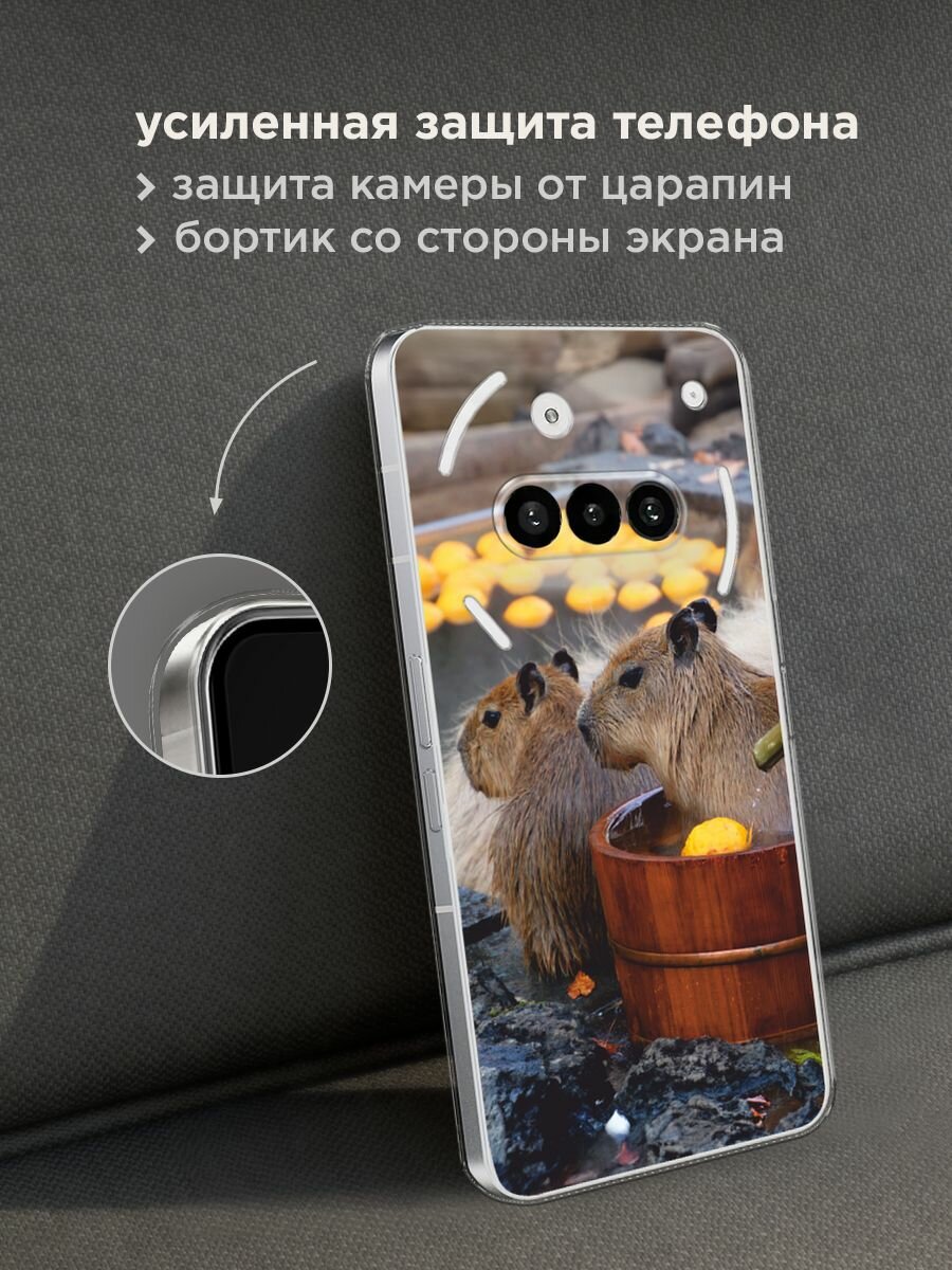 Чехол на Nothing Phone 3a / Нотинг Фон 3а с принтом "Капибары отмокают" — фото 1