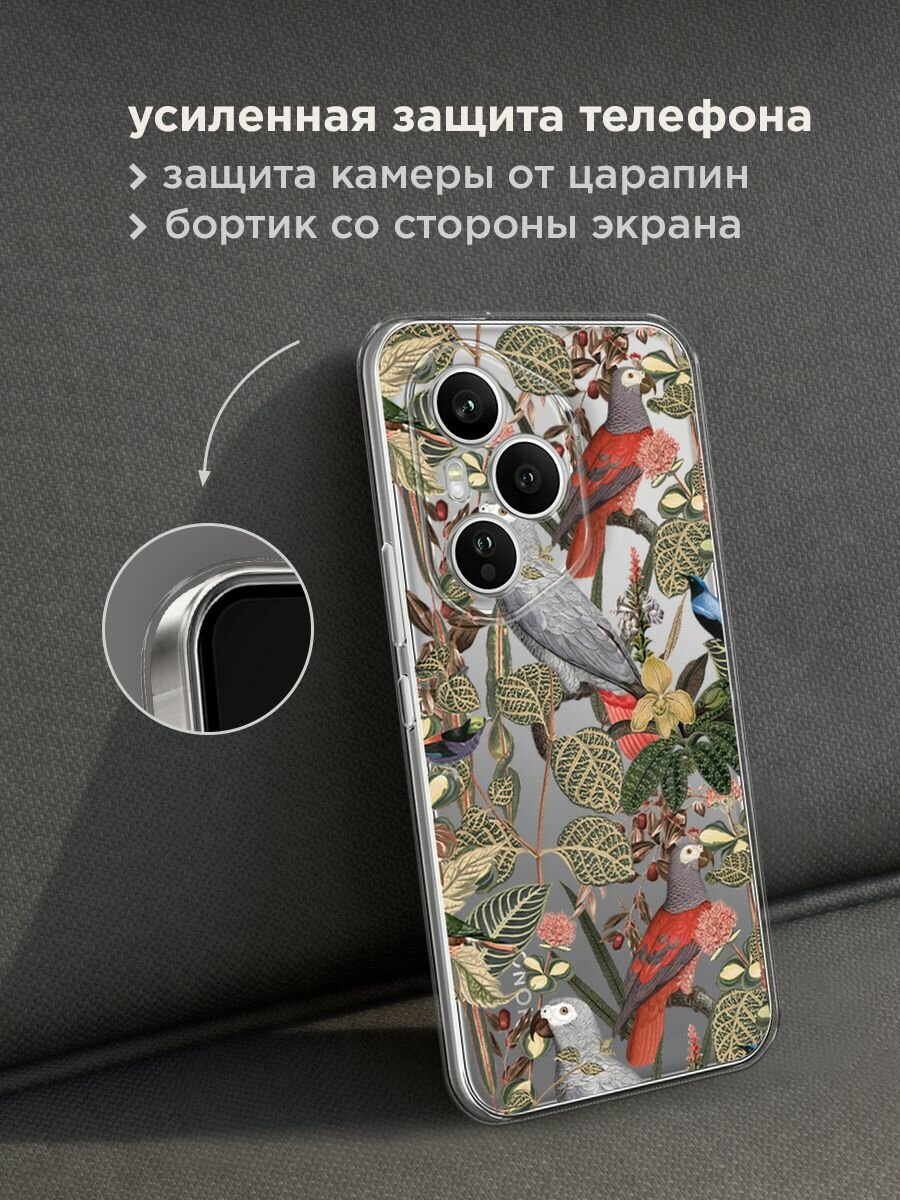 Чехол на Honor 400 Pro / Хонор 400 Про с принтом "Tropical pattern", прозрачный — фото 1