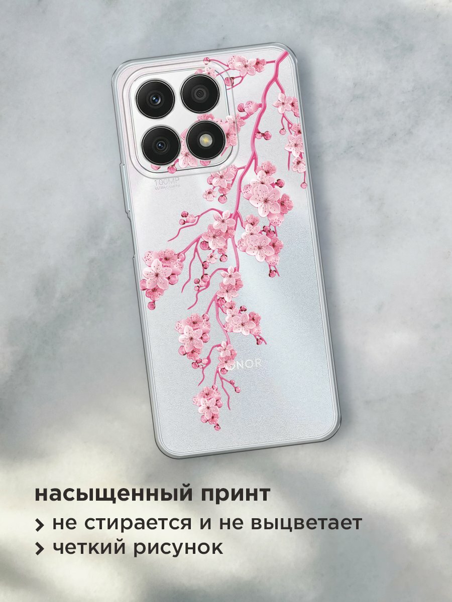 Чехол на Honor X8A / Хонор X8A с принтом "Ветка сакуры 2" — фото 1