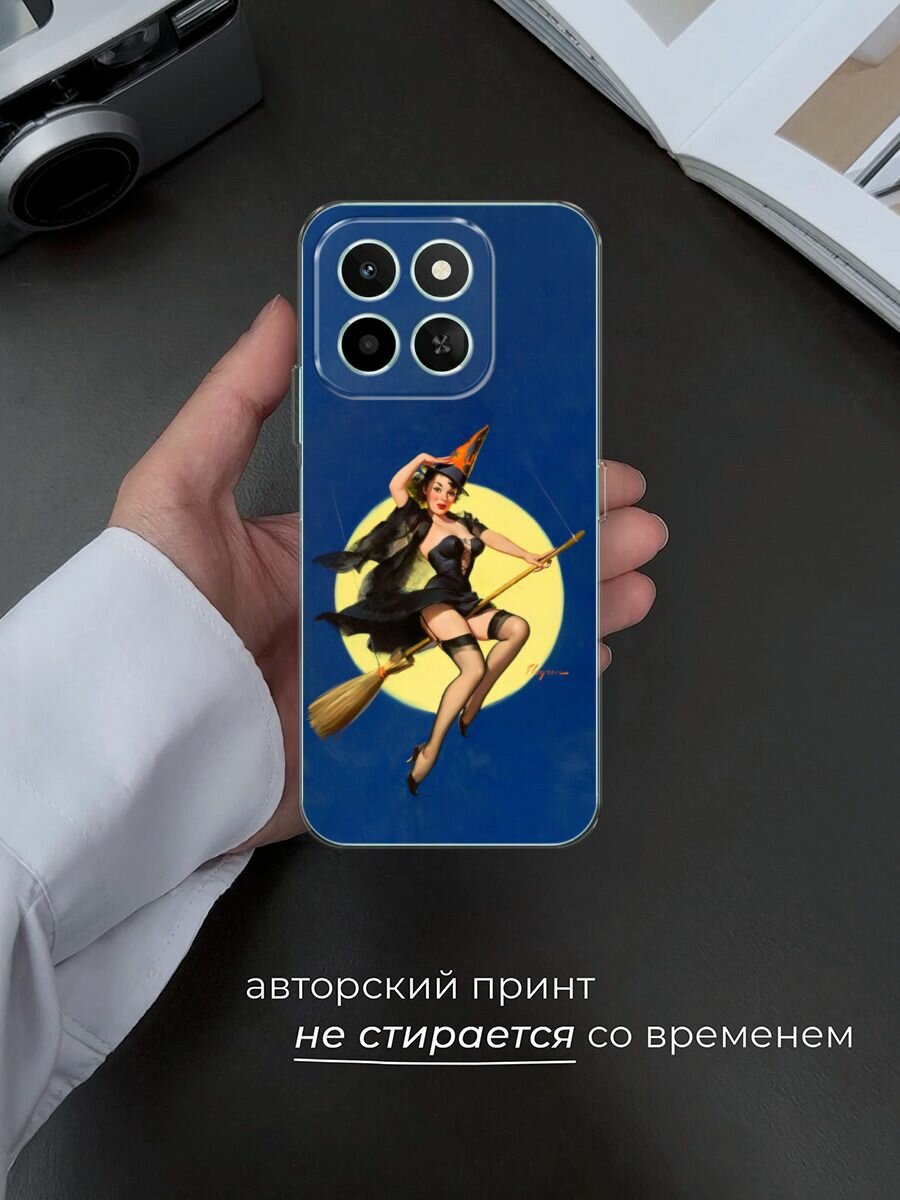 Силиконовый чехол на Honor X6c / Хонор X6c с принтом "Pin-Up Witch" — фото 1