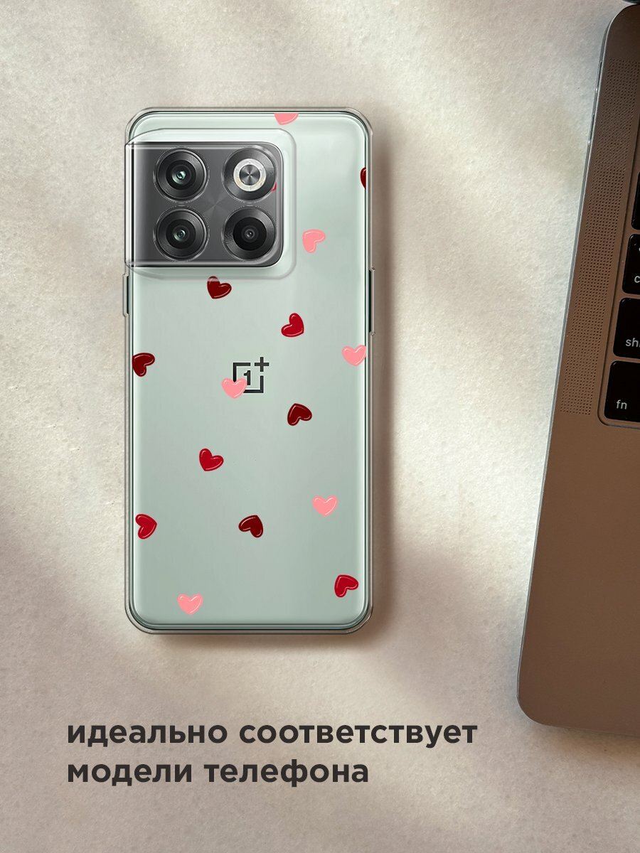 Чехол на OnePlus 10T / Ван плюс 10T с принтом "Бордовые сердечки 2" — фото 1