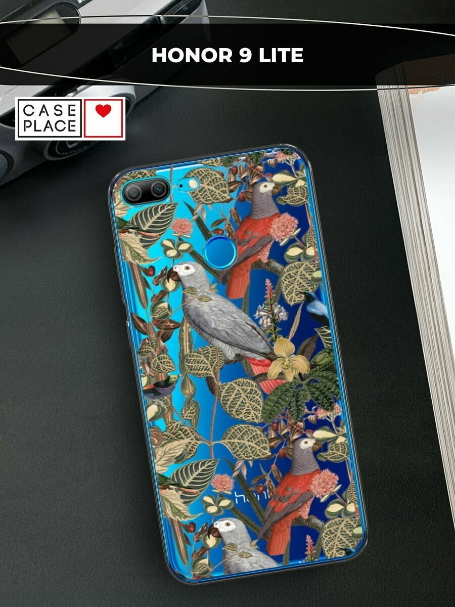 Чехол на Honor 9 Lite / Хонор 9 Лайт с принтом "Tropical pattern", прозрачный
