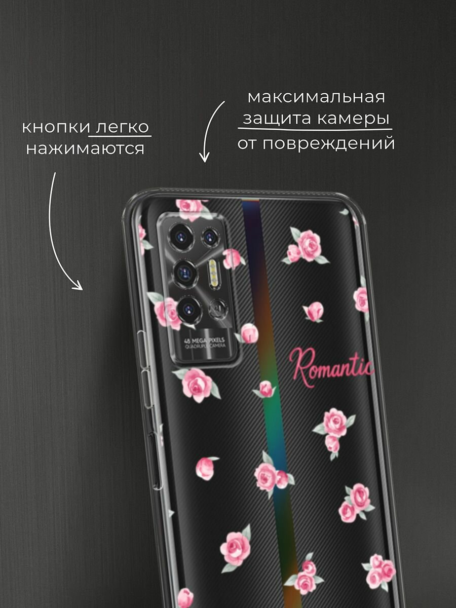 Чехол на Tecno Pova 2 / Текно Пова 2 с принтом "Romantic 2", прозрачный — фото 1