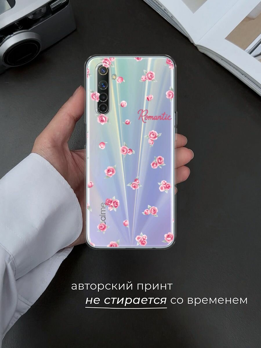 Чехол на Realme 6 / Реалми 6 с принтом "Romantic 2", прозрачный — фото 1