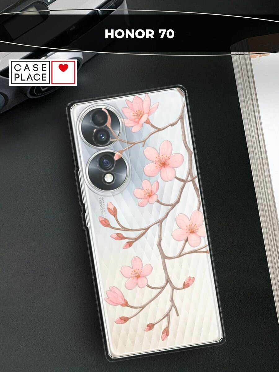 Чехол на Honor 70 / Хонор 70 с принтом "Веточка распускающейся сакуры 2"