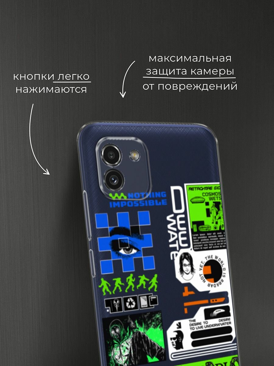 Чехол на Samsung Galaxy A03 / Самсунг Галакси А03 с принтом "Nothing impossible", прозрачный — фото 1