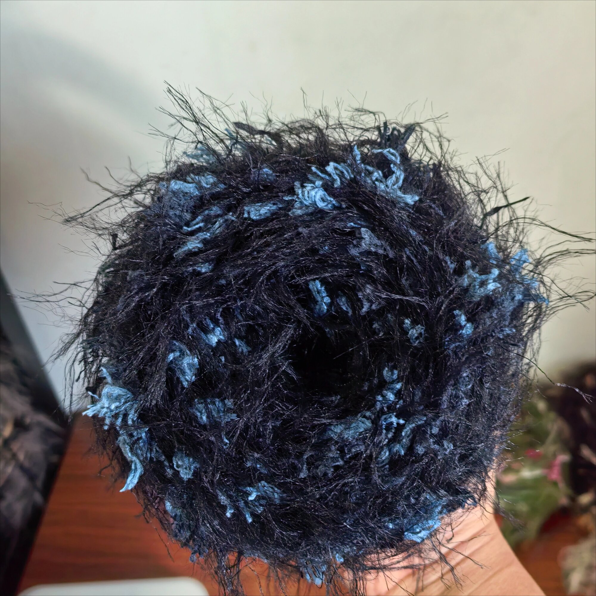 Смешанная пряжа полиэстер/акрил 50г для вязания Темно-синий, 06-50g