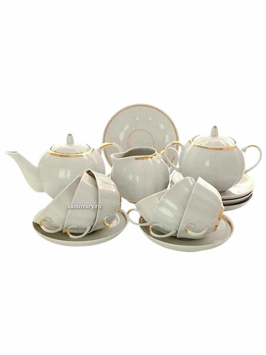 Чайный сервиз форма "Тюльпан" рисунок "Московский" 6/15, Дулевский фарфор